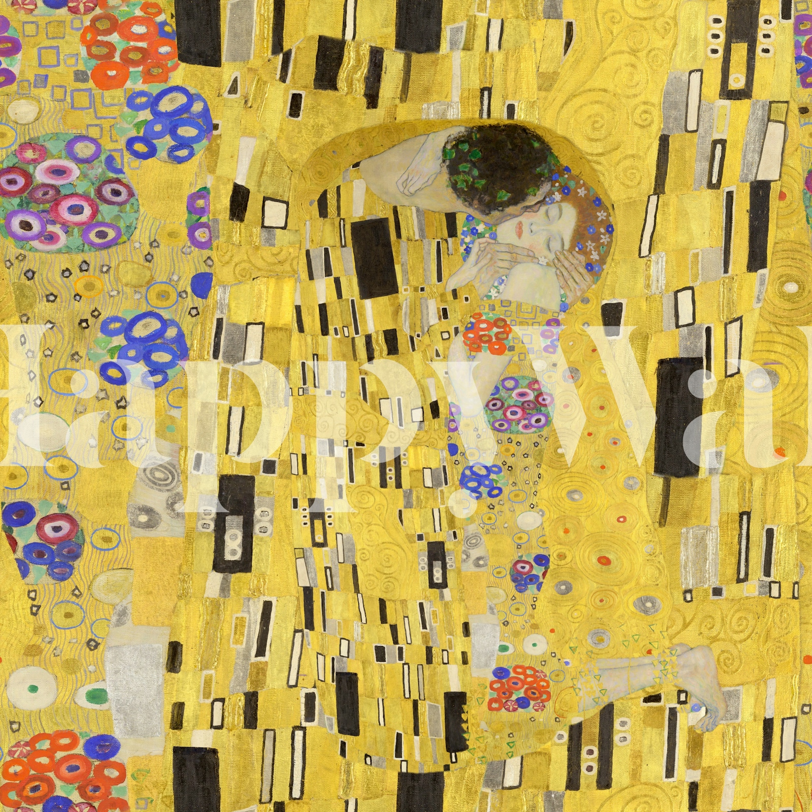 Gustav Klimt - The Kiss Pattern Wallpaper
