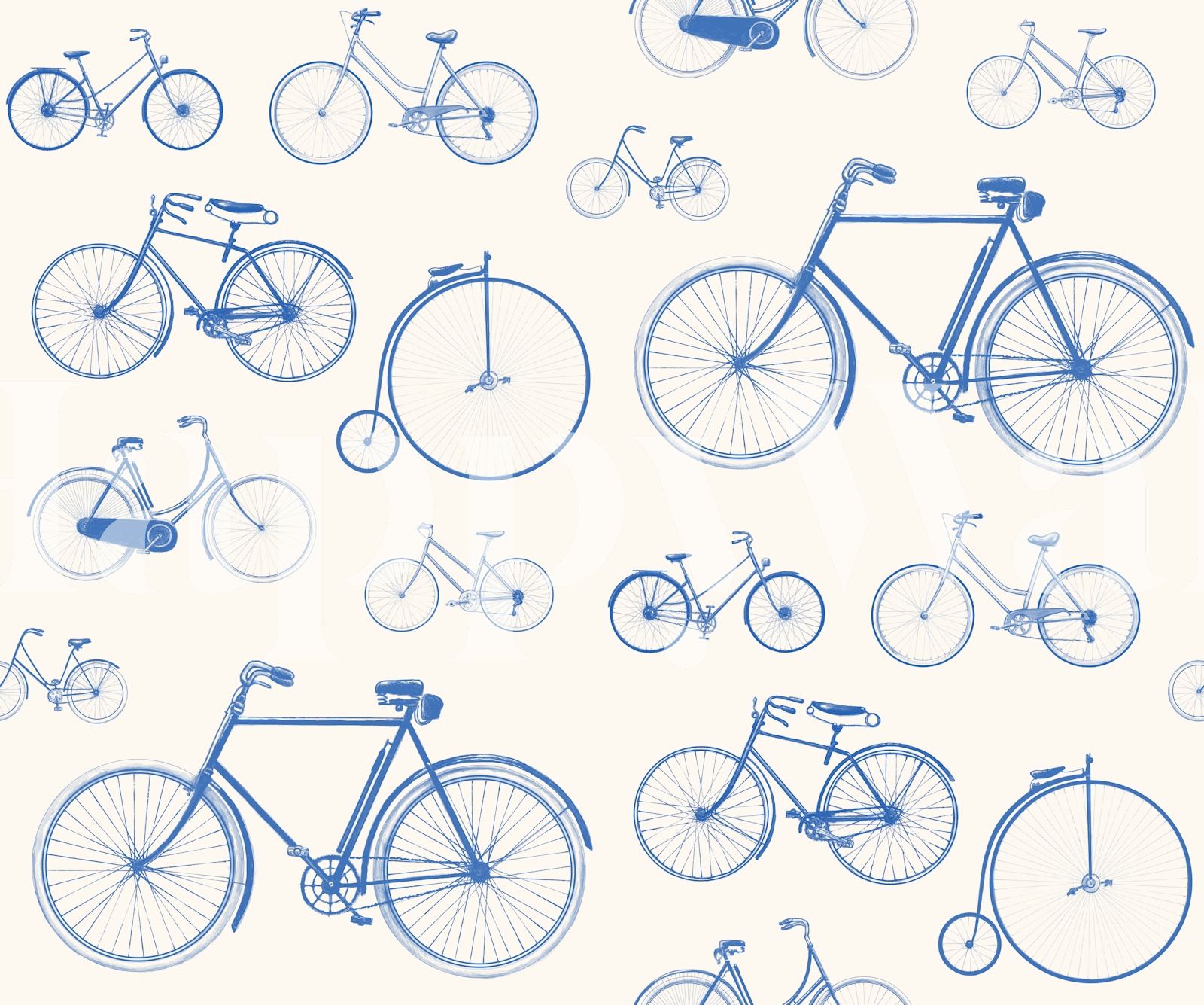 Vintage Bikes Pattern - Blue | happywall.com