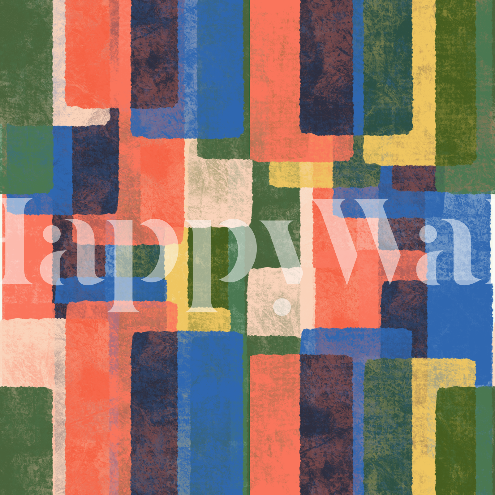Mid Century Color Block Wallpaper in Blue