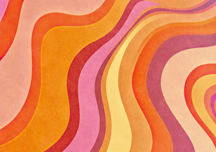 Retro Wavy Watercolor Orange Pink Wallpaper