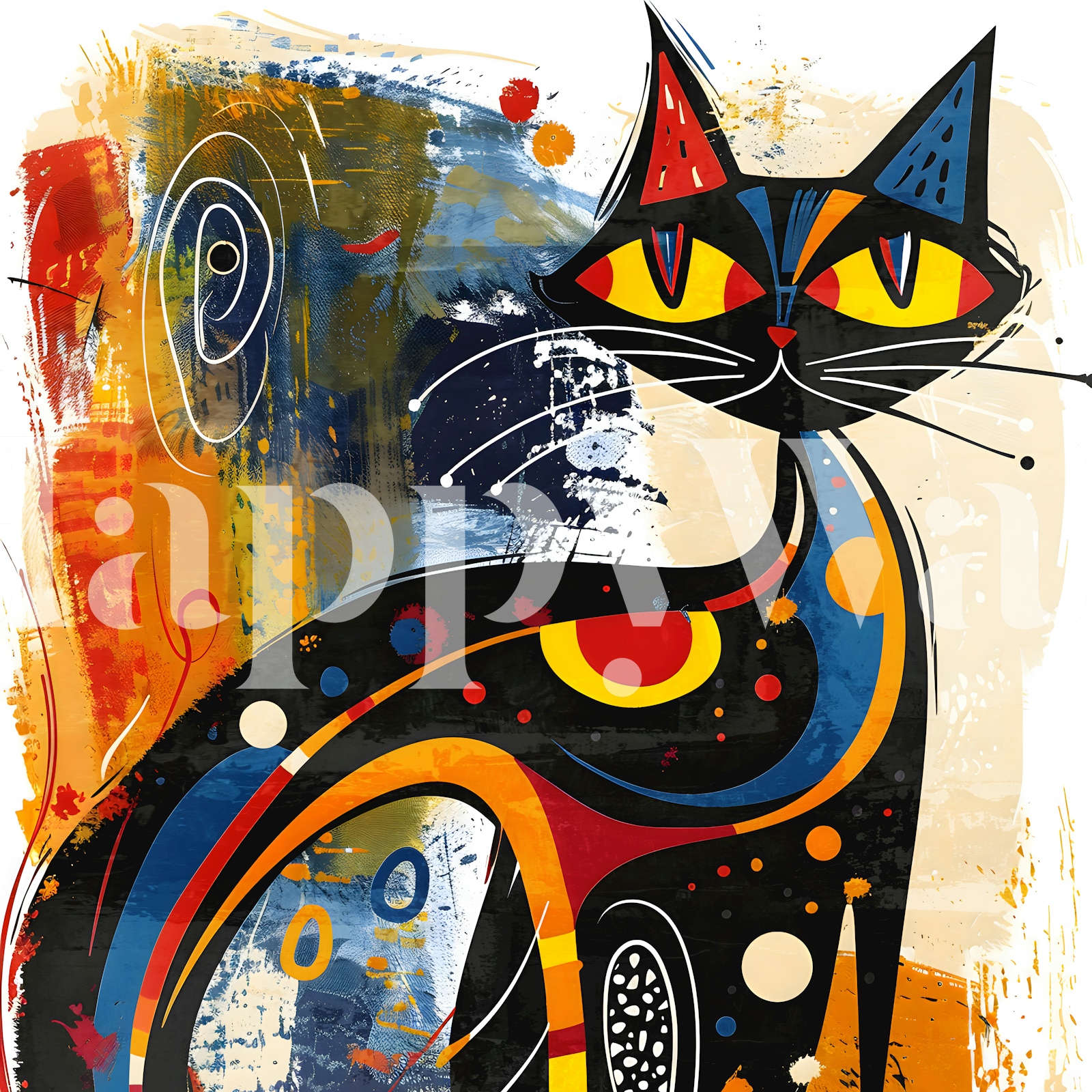 Colorful Abstract Cat Wallpaper Design