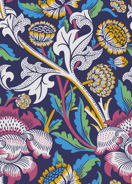 Victorian Wey Pattern on Navy - Happywall
