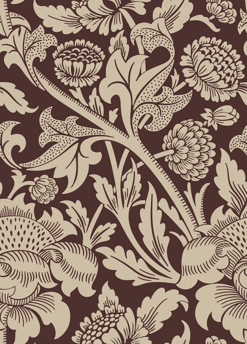 Brown Floral Victorian Wallpaper for Living Room