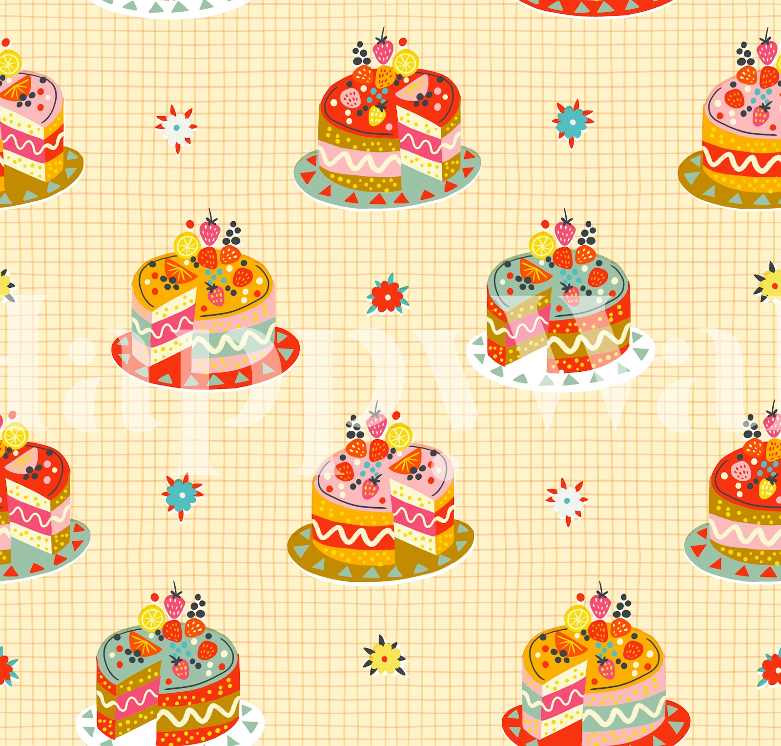 Colorful Cake Pattern Wallpaper
