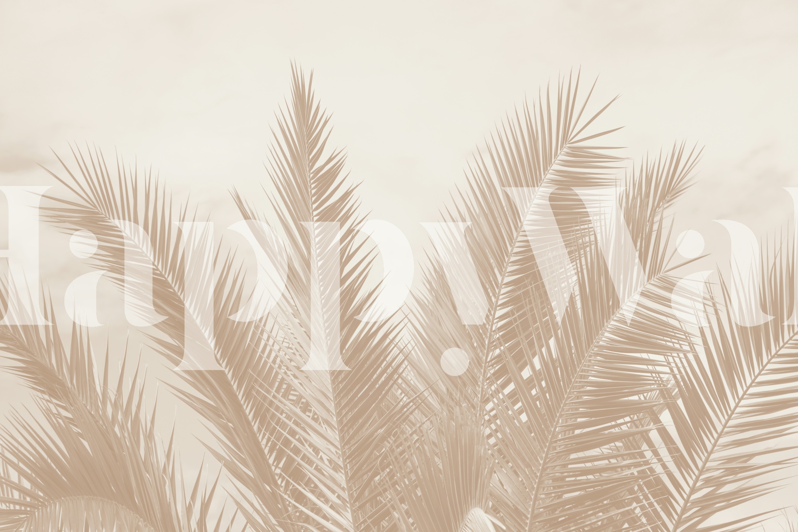 Tropical Palm Leaf Warm Beige Wallpaper