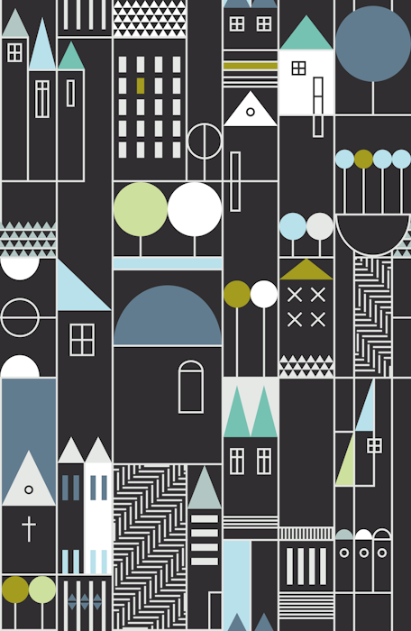 City life blocks moonless night Wallpaper | happywall.com