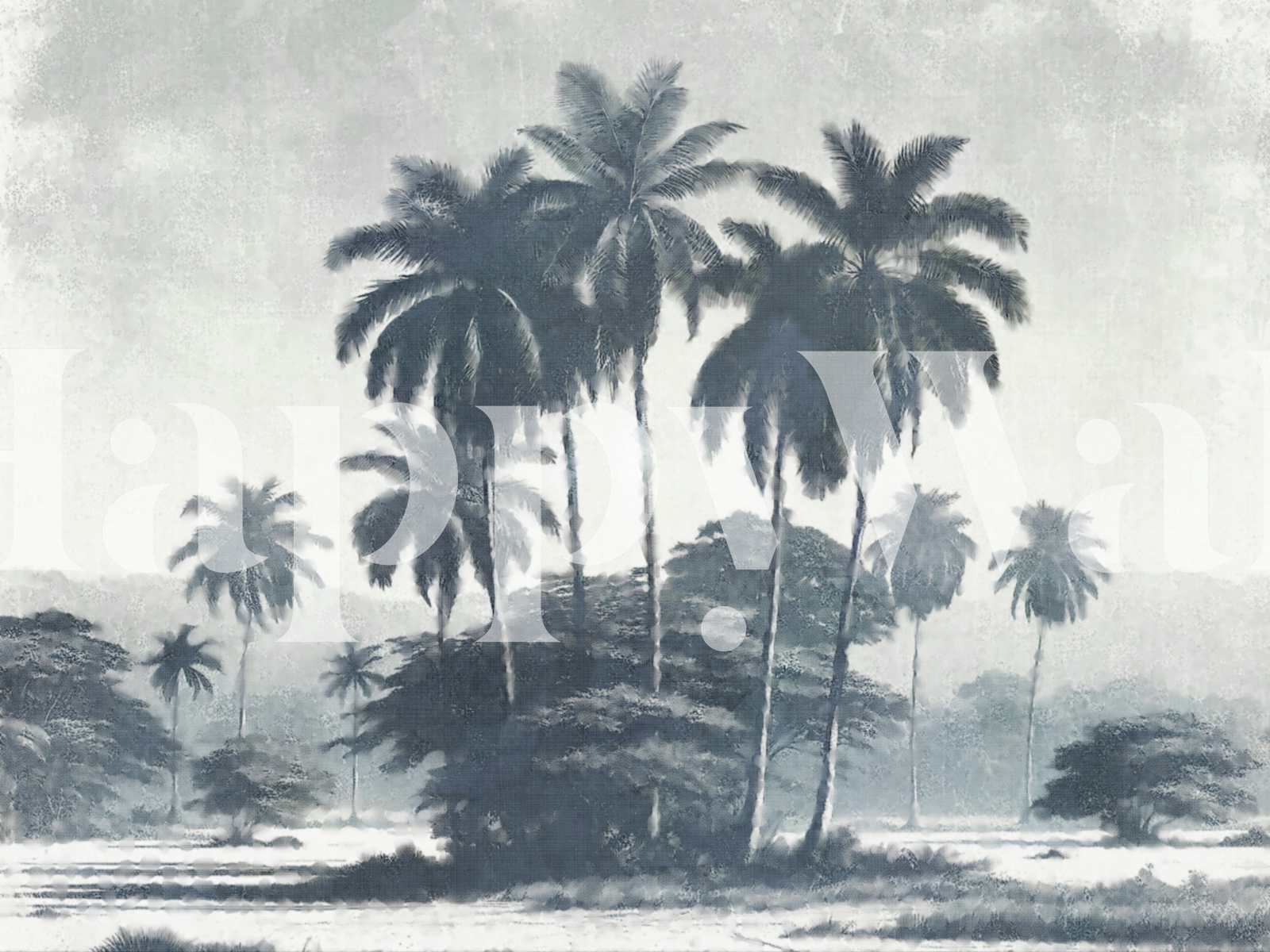 Vintage Jungle Landscape Etching - happywall.com