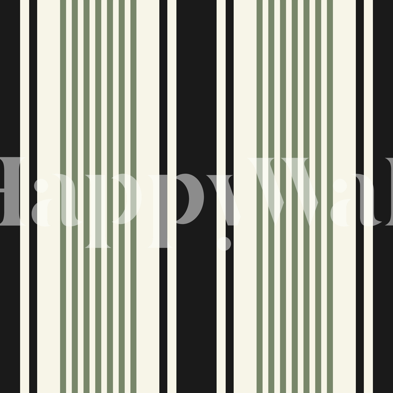 Classic Stripes Black and Sage Wallpaper