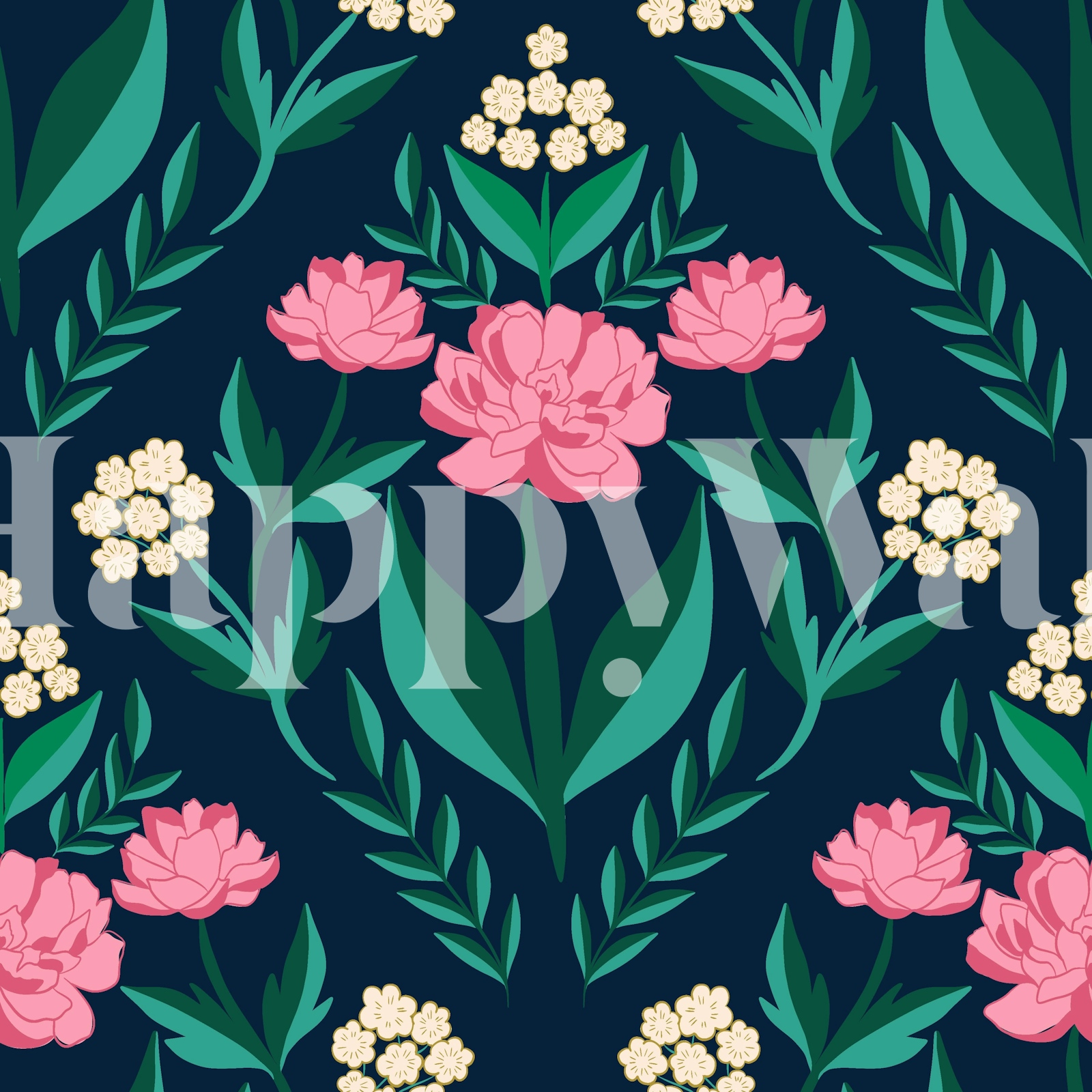 High Contrast Moody Peonies Wallpaper