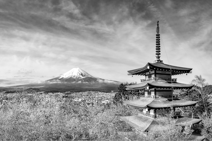 Mount Fuji Monochrome Wallpaper | happywall.com