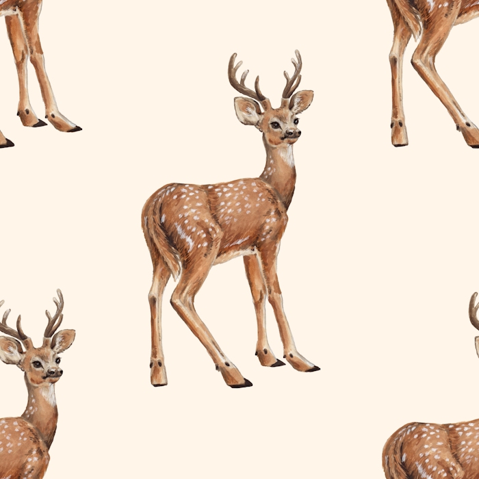 Deer Pattern Wallpaper on Cream Background