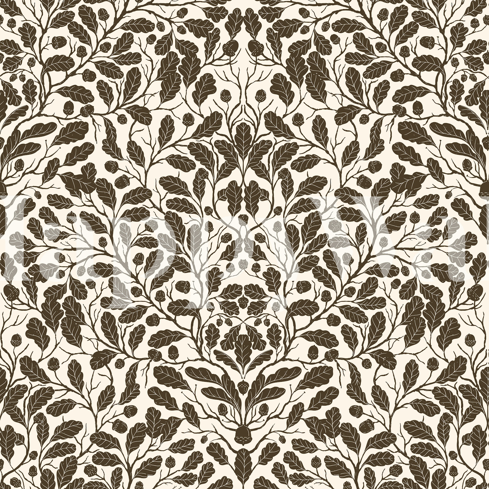 Oak branches and leaves damask wallpaper | happywall.com