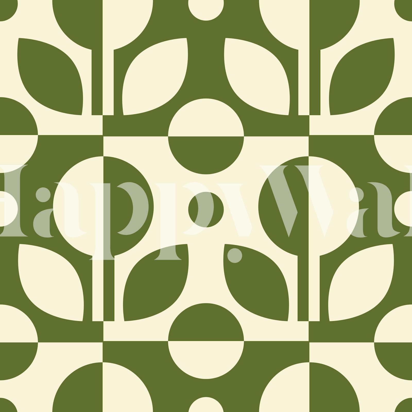 Sage Green Floral Checkered Wallpaper