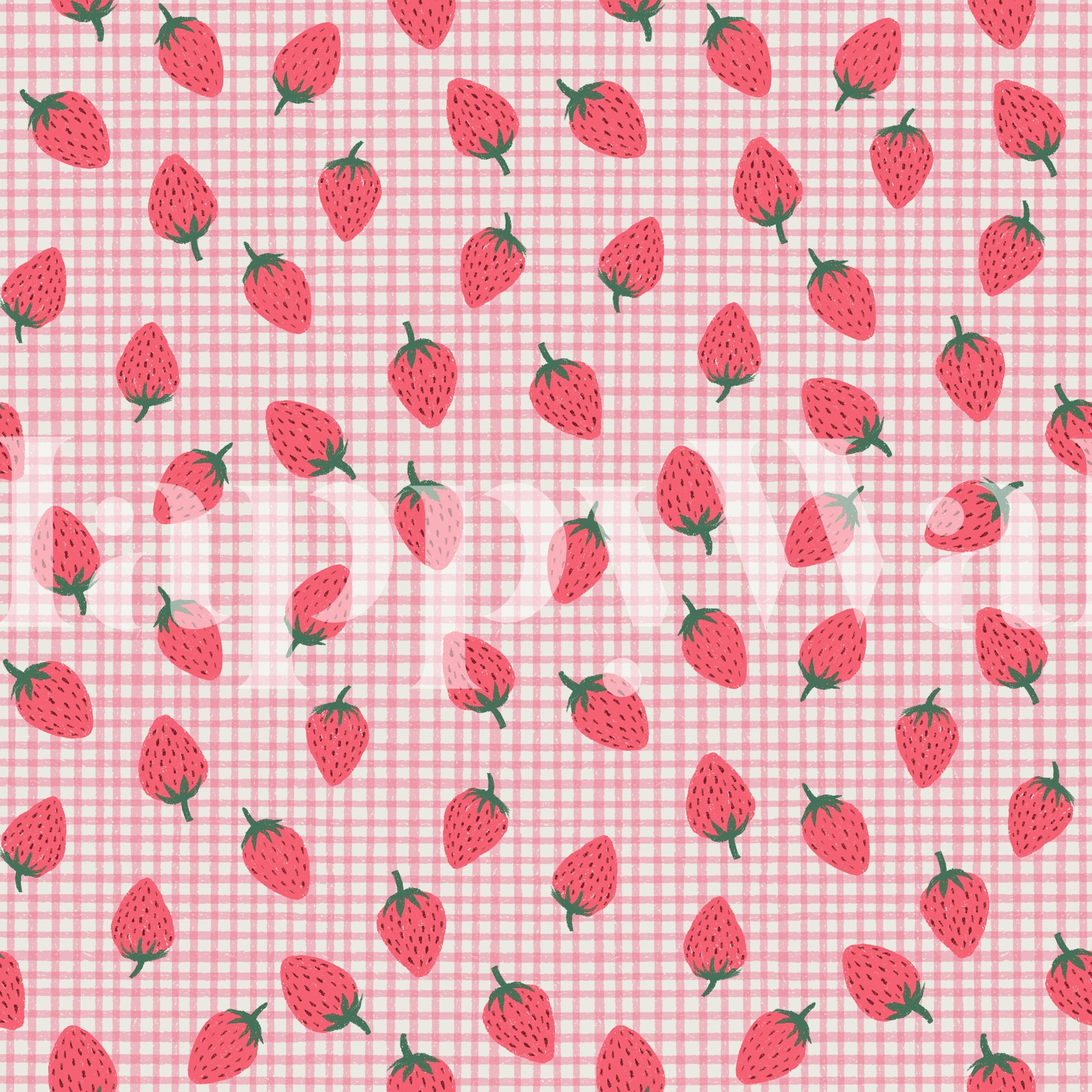 Pink Strawberry Plaid Wallpaper - Happywall.com