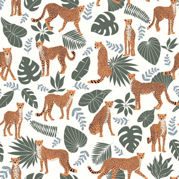 Tropical Cheetah Wallpaper for Kids Room