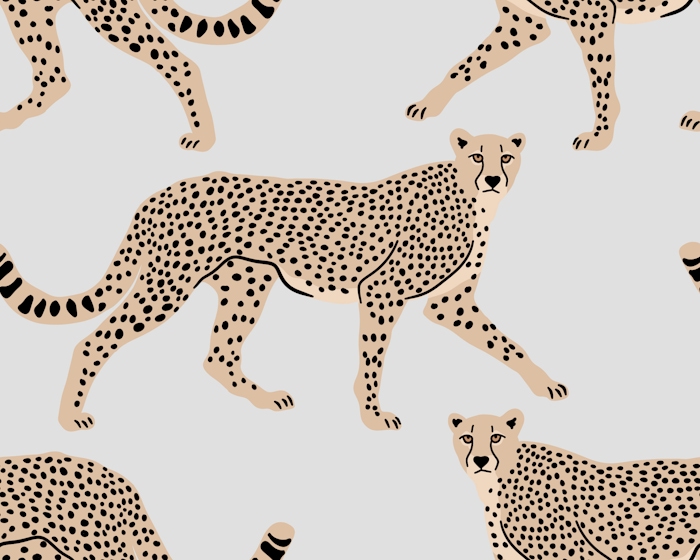 Cheetah Pattern Grey Wallpaper for Kids Rooms