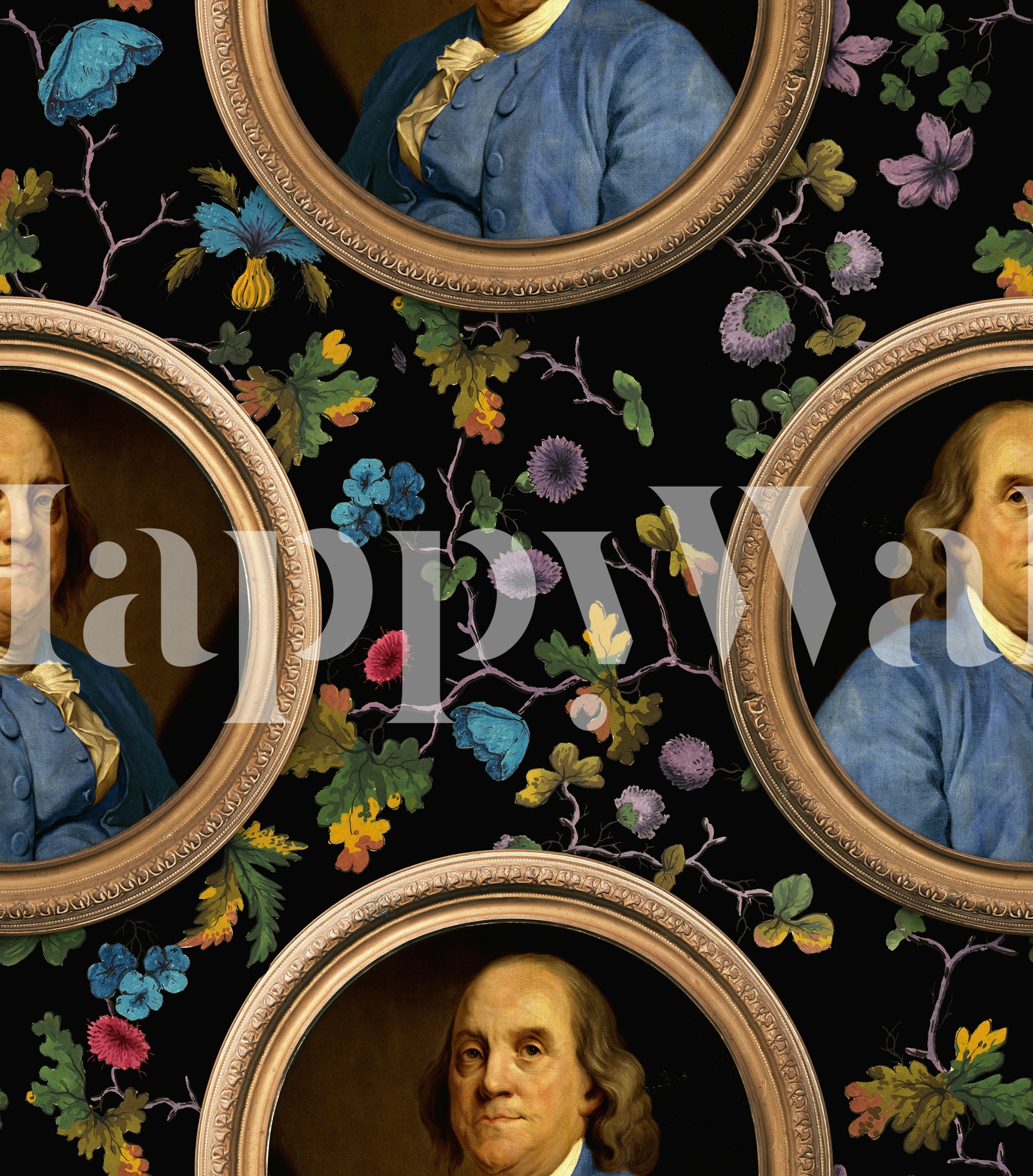 Benjamin Franklin Floral Wallpaper