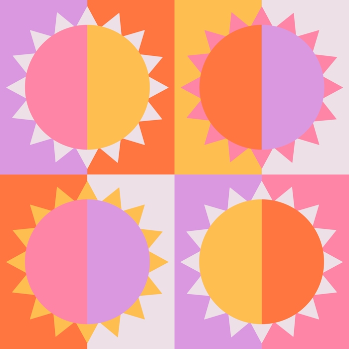 Colorful Retro Sun Wallpaper for Kids Room