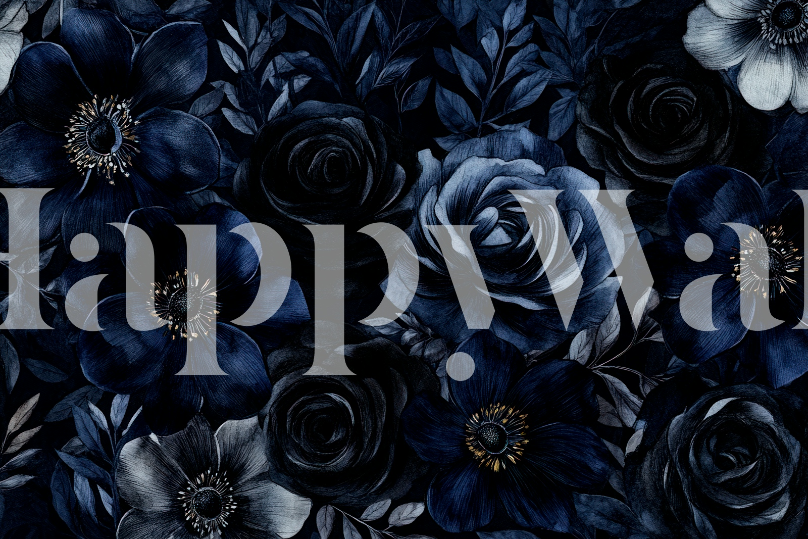 Midnight Blue Floral Wallpaper for Bedroom