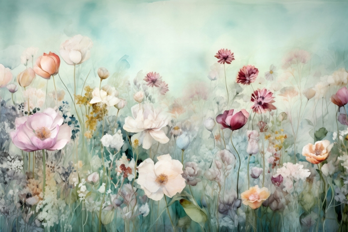 Spring Field Pastel Wallpaper - Happywall.com