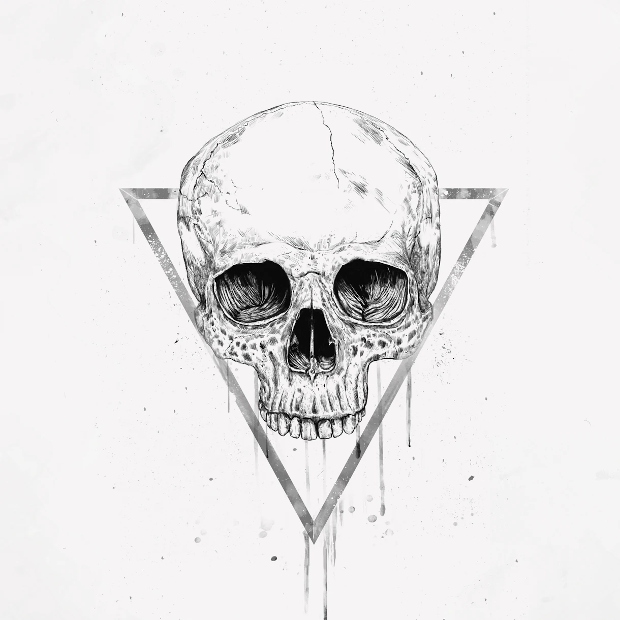 Skull in a Triangle BW Wallpaper | Buy Online from Happywall
