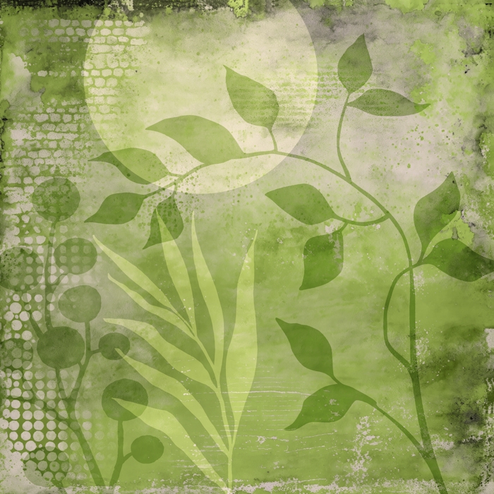 Green Abstract Leafy Wallpaper for Bedroom