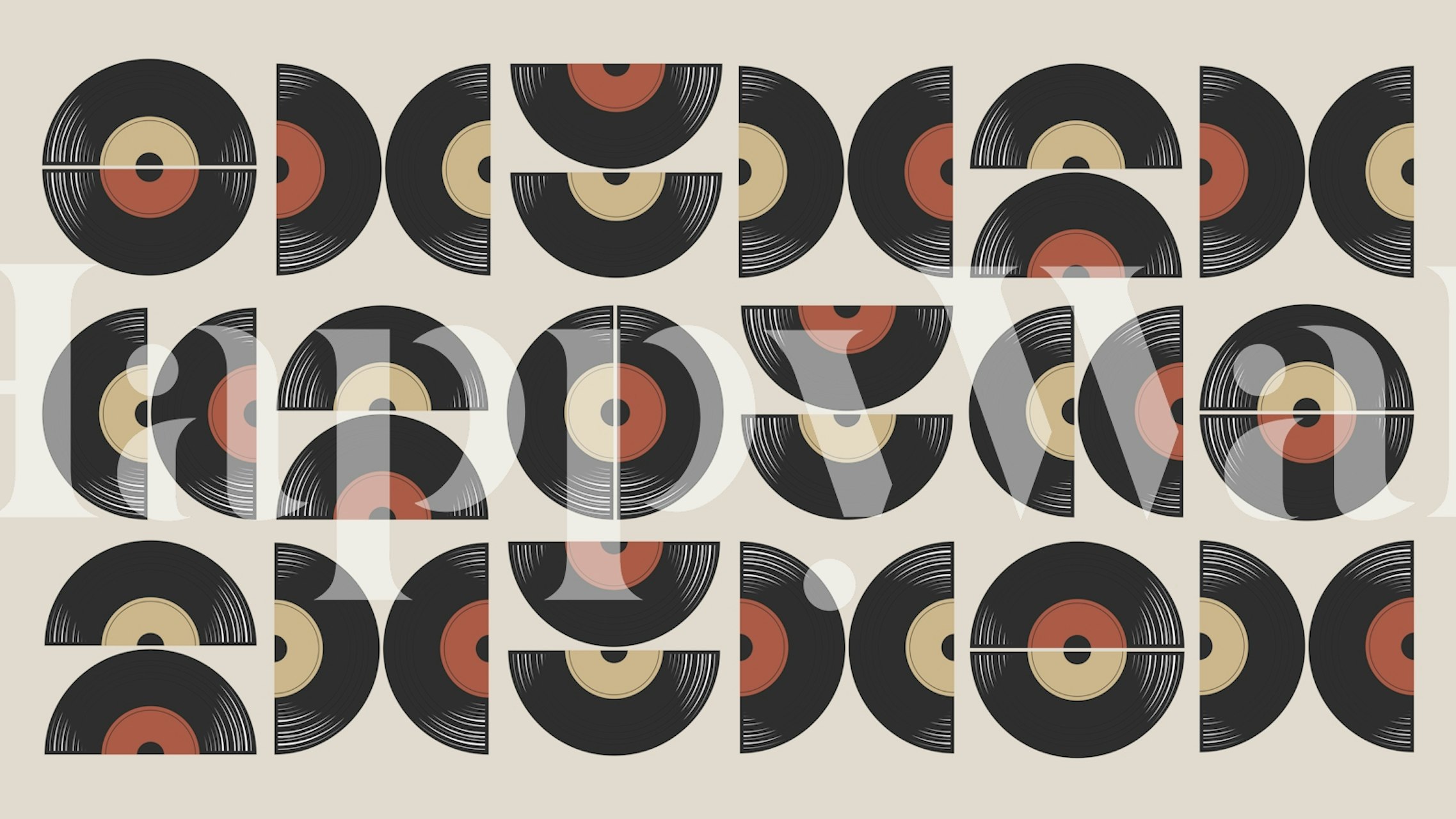 Mid Century Bauhaus Music Mosaic Wallpaper