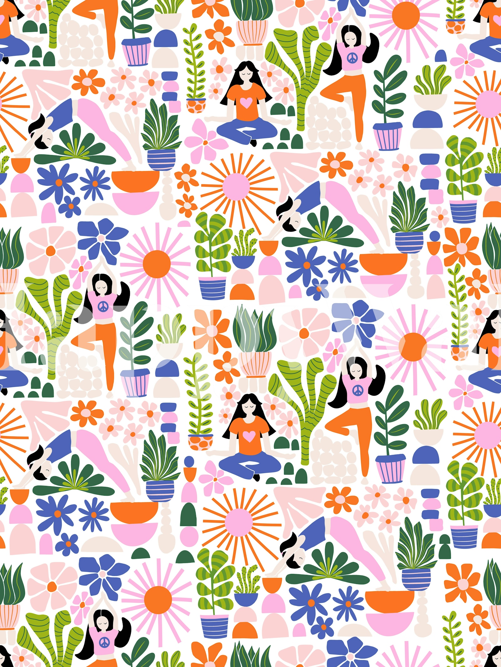 Colorful Yoga Poses Wallpaper - happywall.com