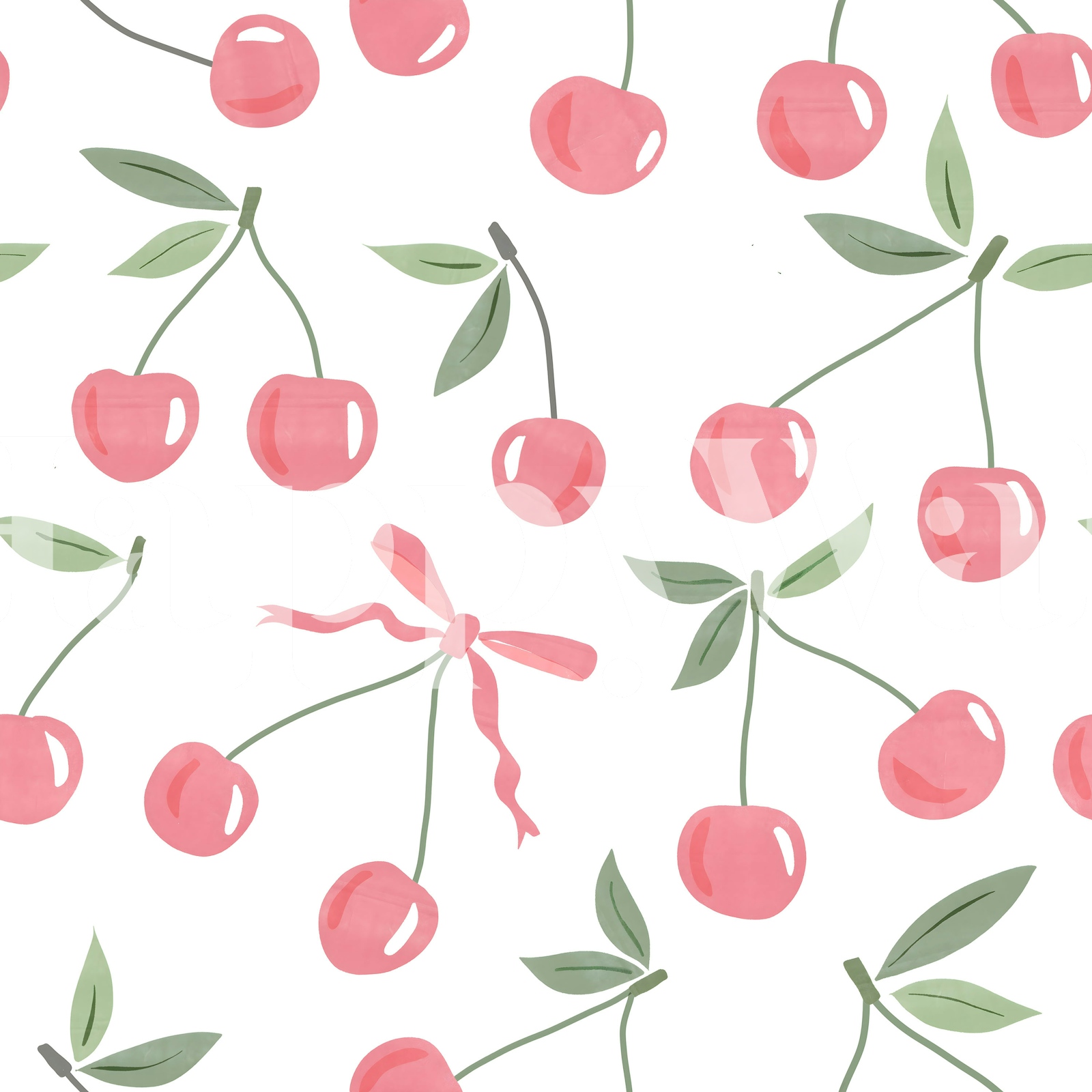 Preppy Pink Cherries Wallpaper | happywall.com