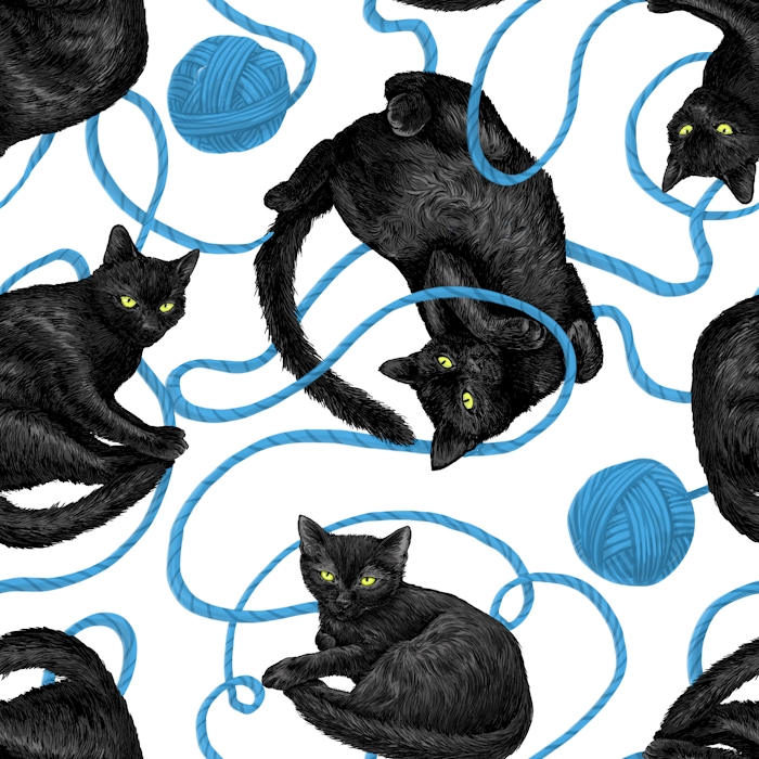 Black Cats and Yarn Wallpaper - Happywall