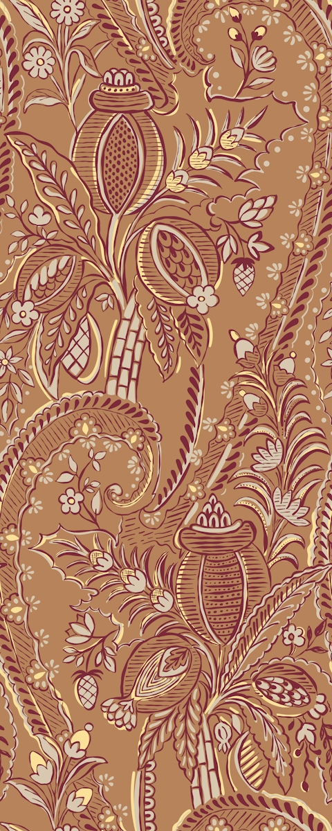 Bohemian Floral Toffee Wallpaper