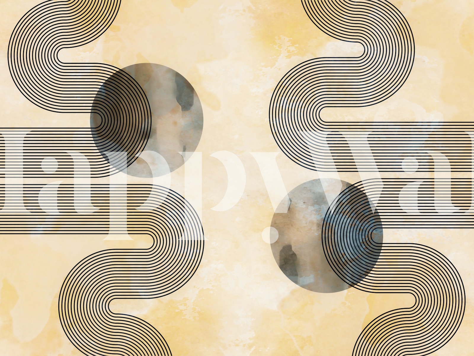 Geometric Retro Waves Wallpaper - Happywall