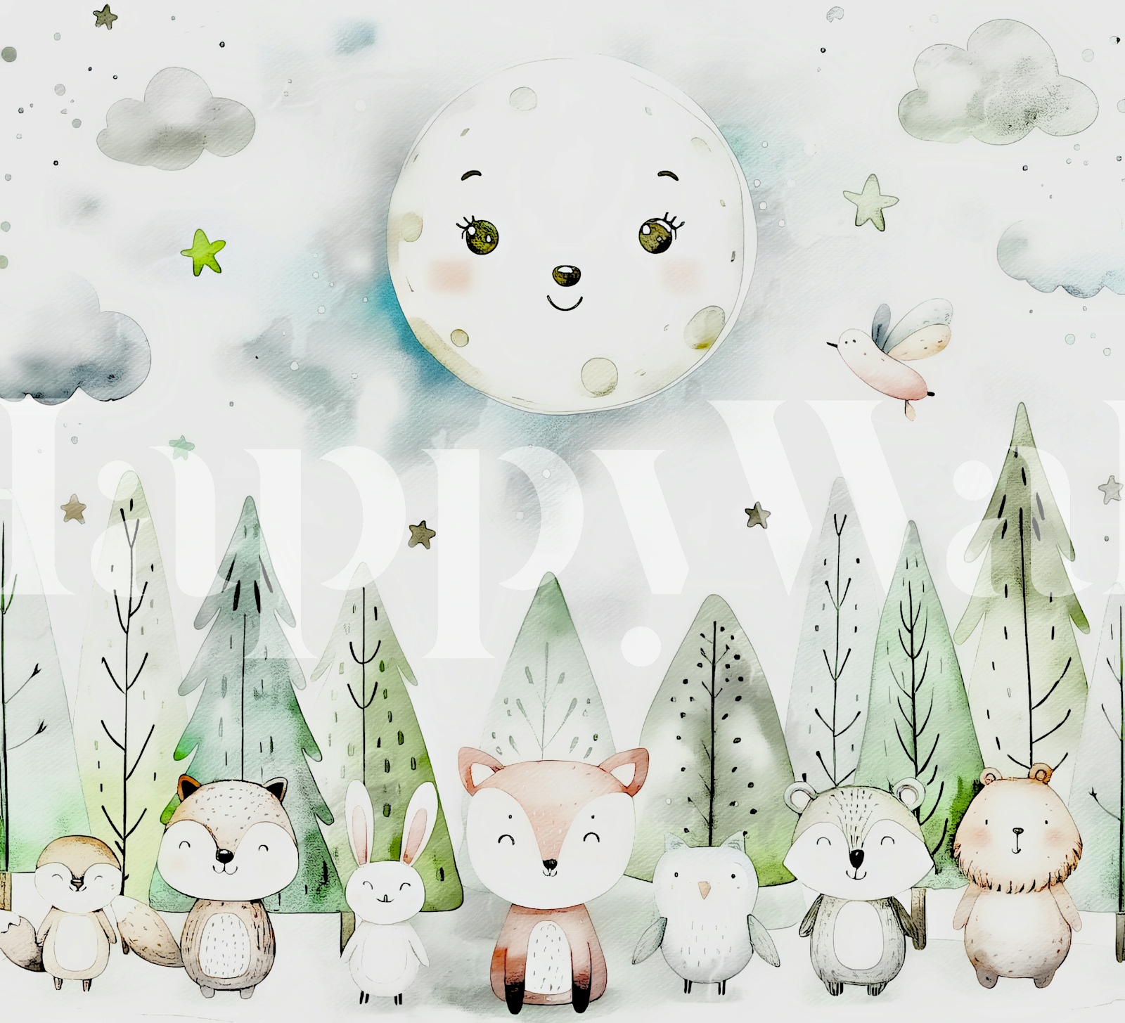 Moonlit Animal Gathering - happywall.com