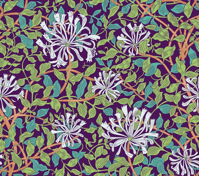 Purple Floral Wallpaper with Honeysuckle Design