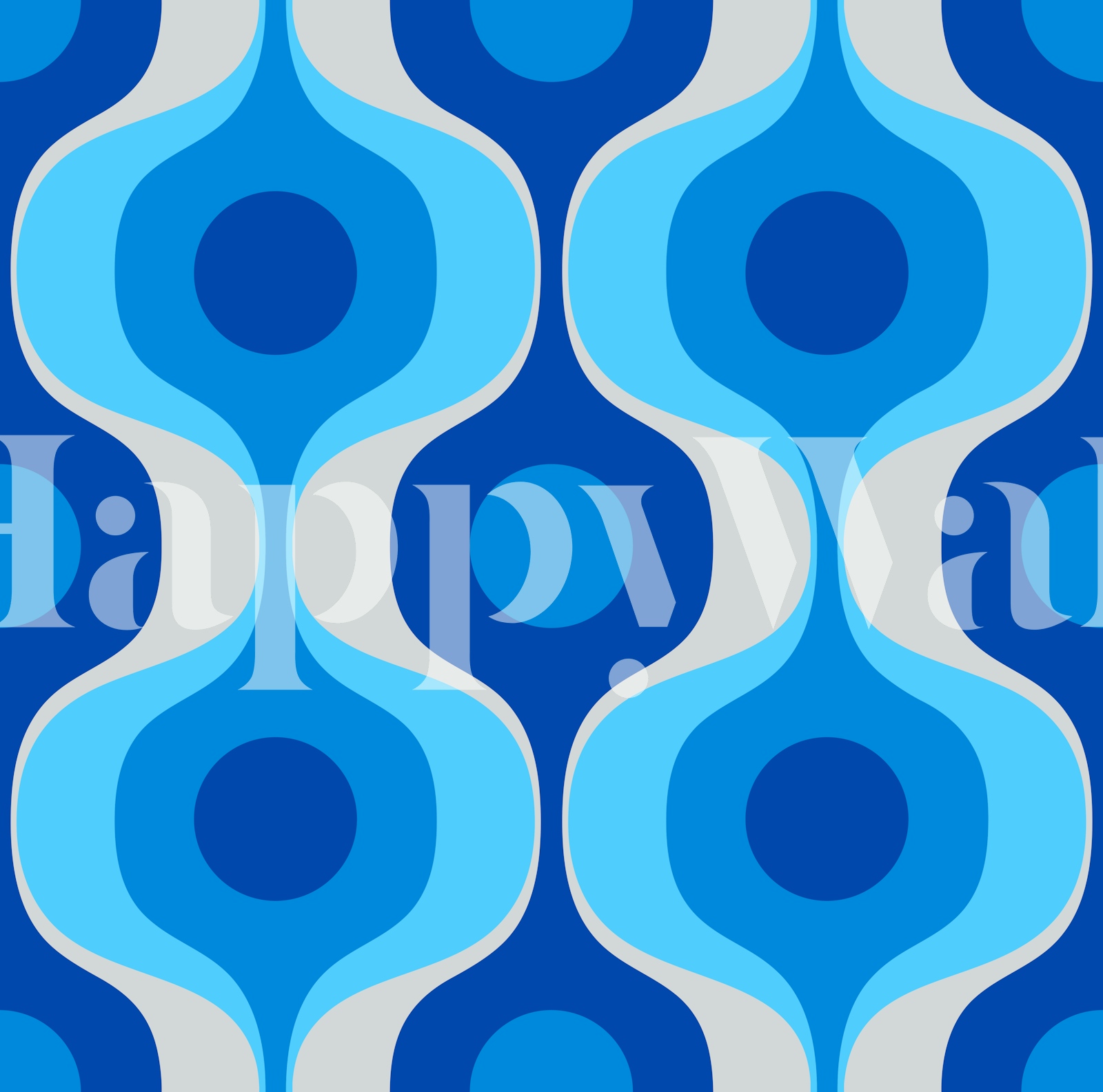 Blue Retro Geometric Wallpaper