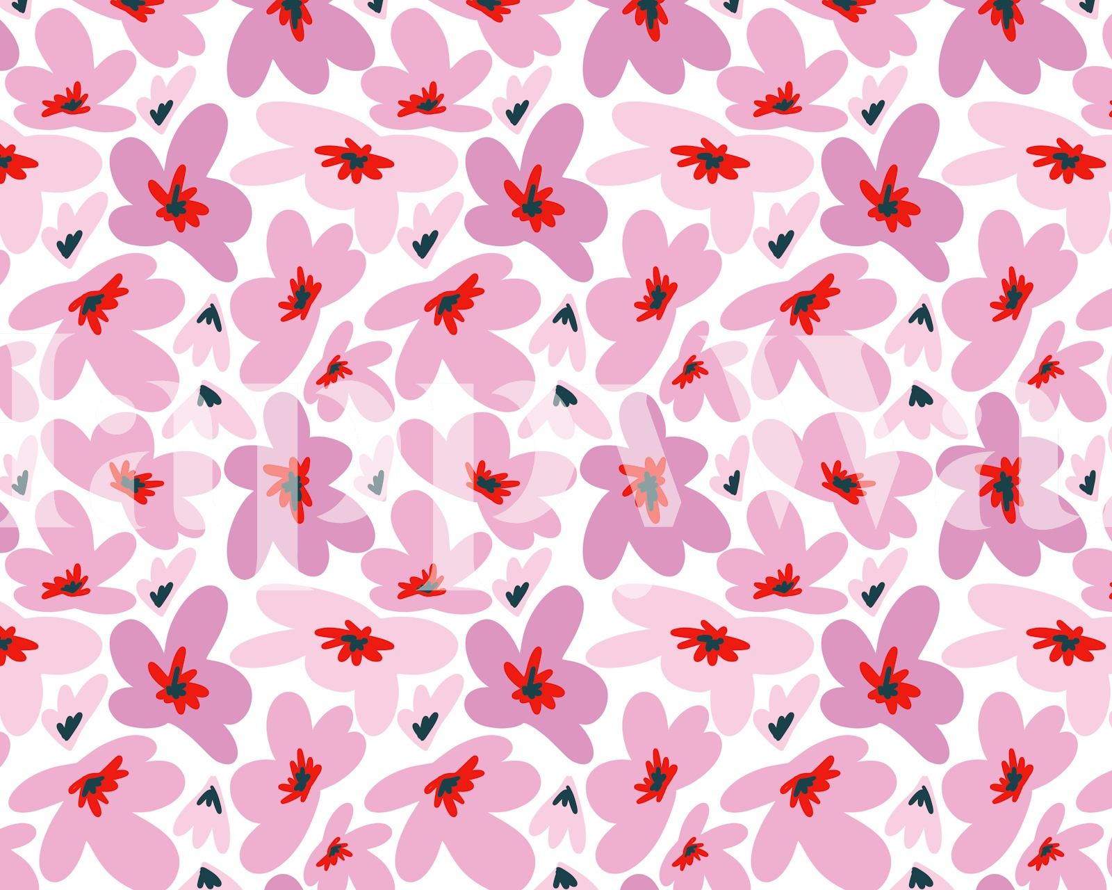 Retro Groovy Pink Flowers Wallpaper | Happywall
