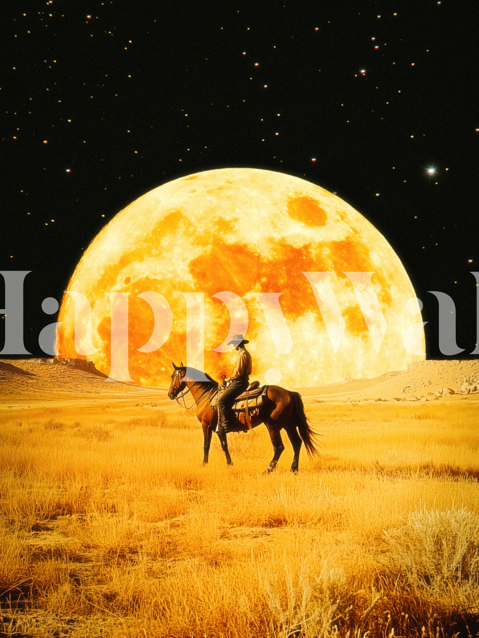 Cowboy Moon Landscape Wallpaper