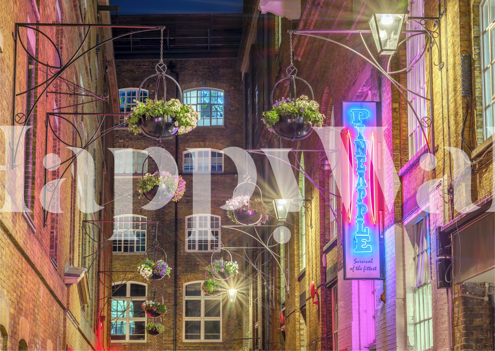 Colorful Retro Neon Alley Wallpaper