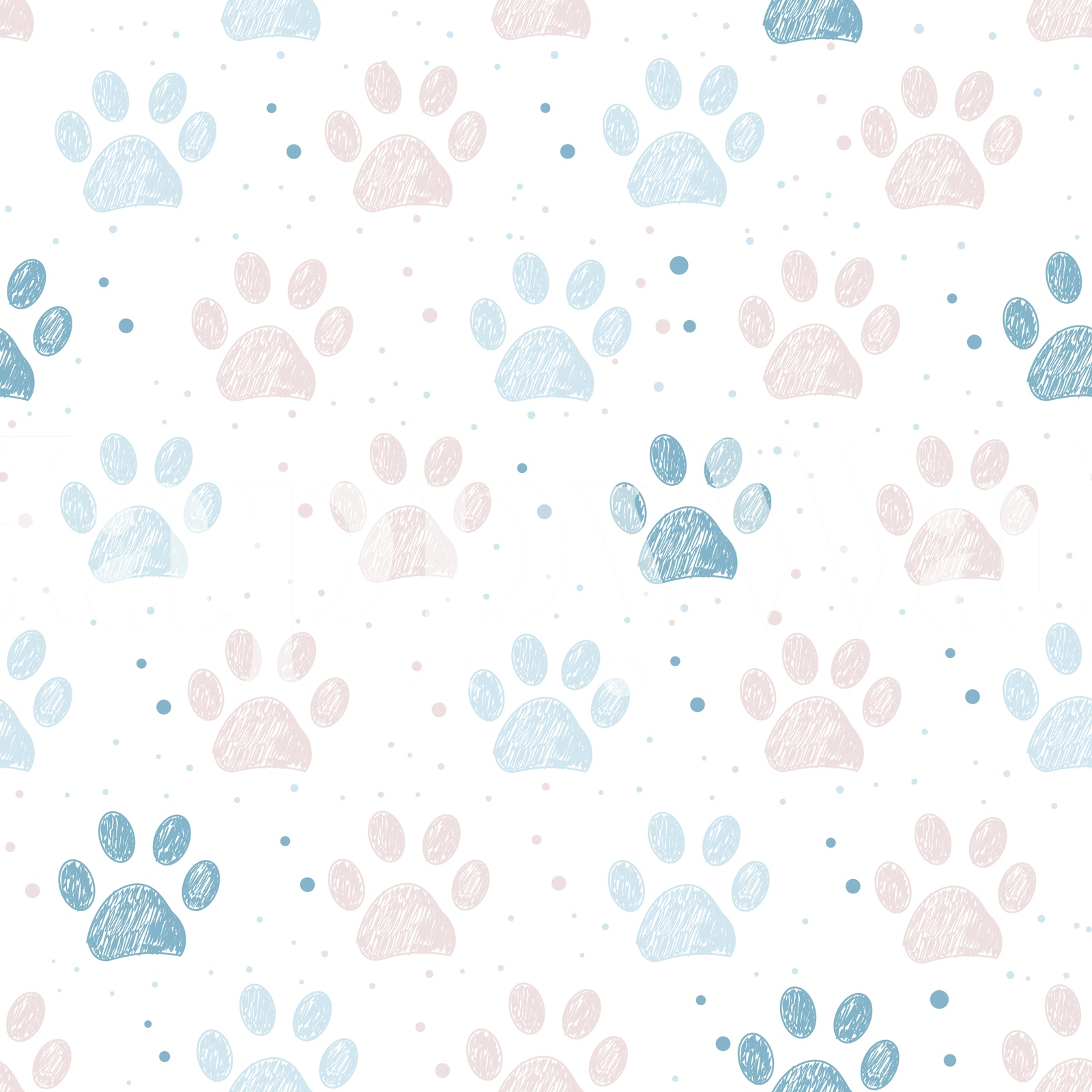 Pink and Blue Paw Prints Wallpaper