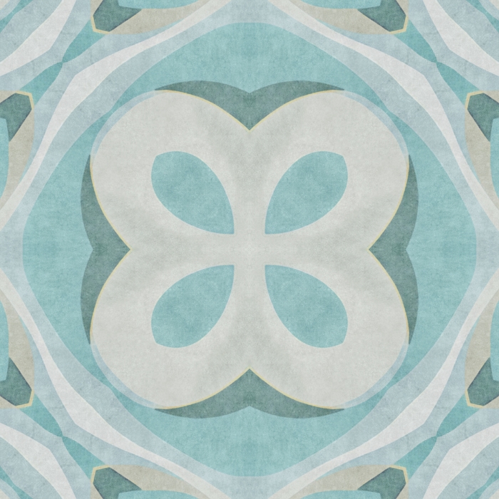 Teal Retro Chic Tiles Wallpaper