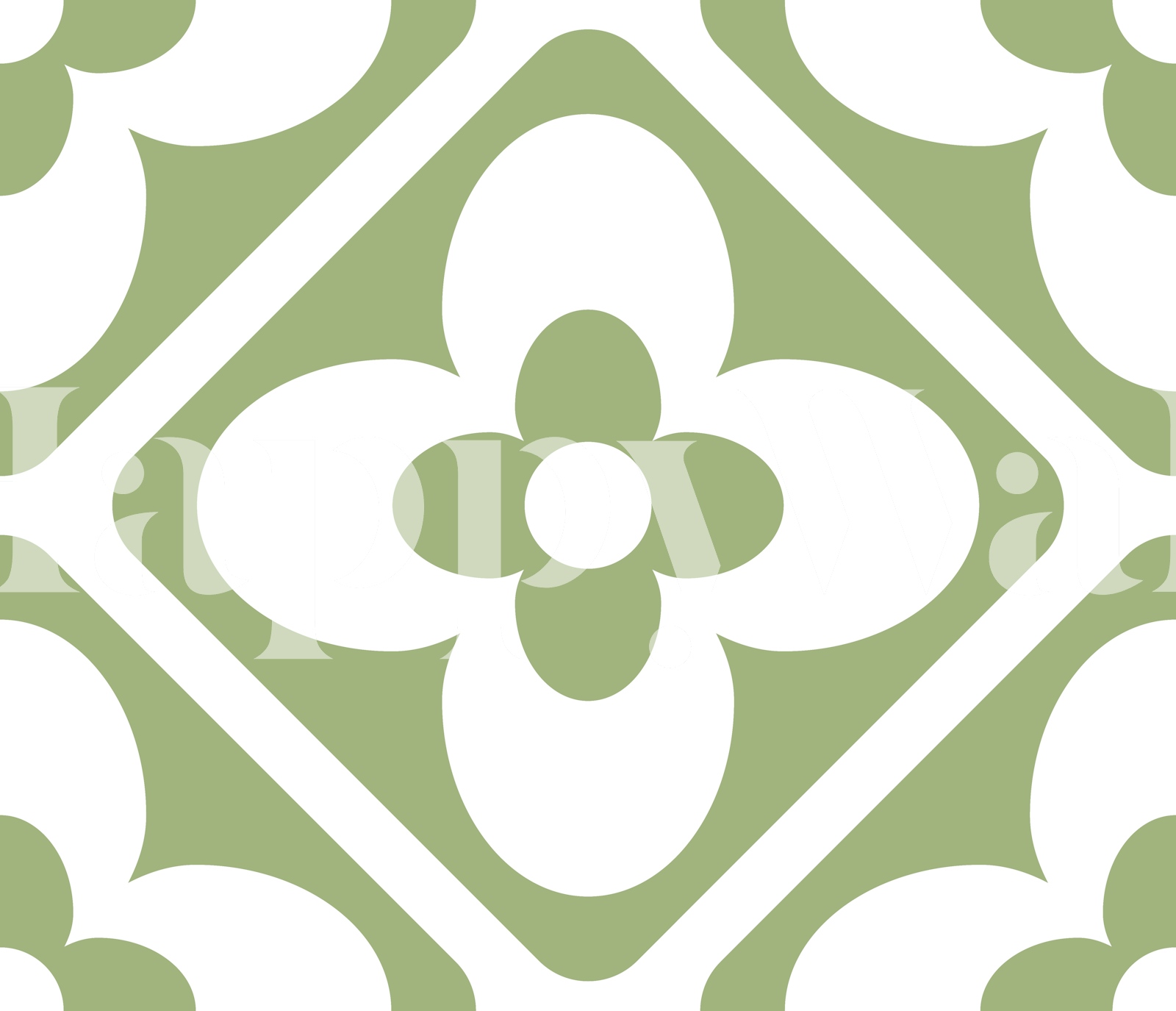 Sage Green Floral Motif Geo Tiles - Happywall.com