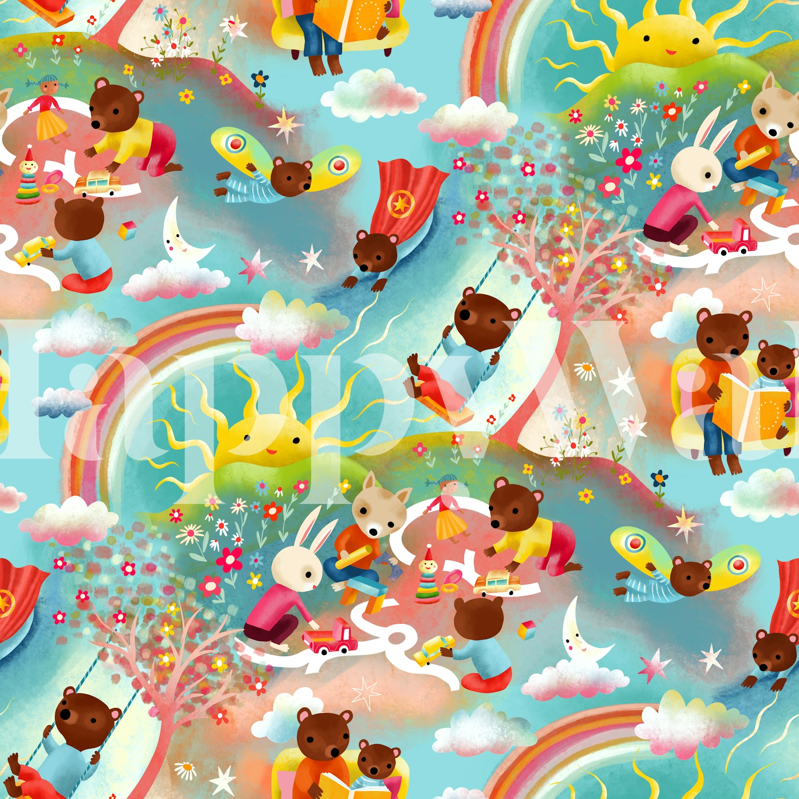 Colorful Animal Wallpaper for Nurseries