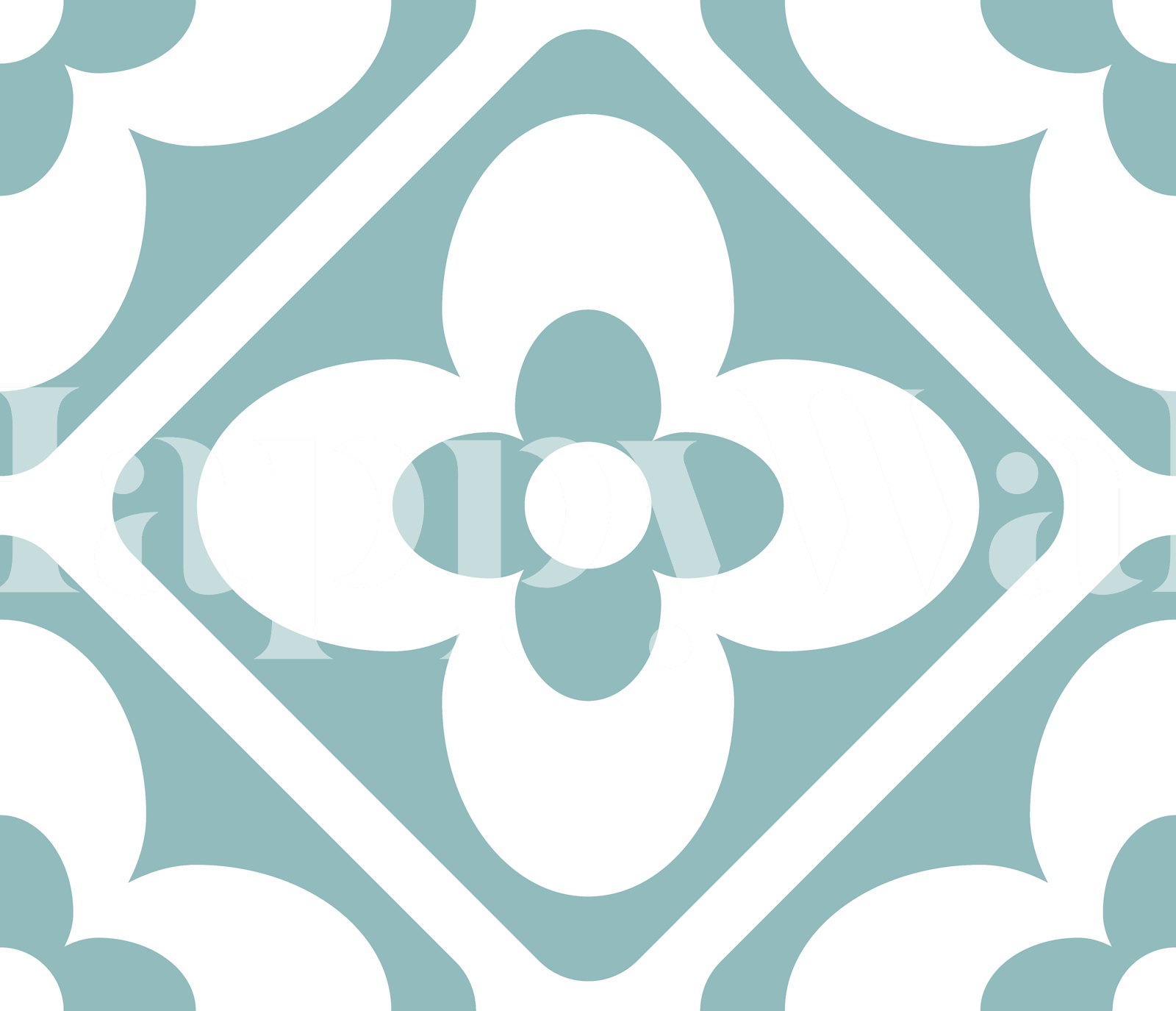 Elegant Geometric Light Blue Floral Tiles - Happywall