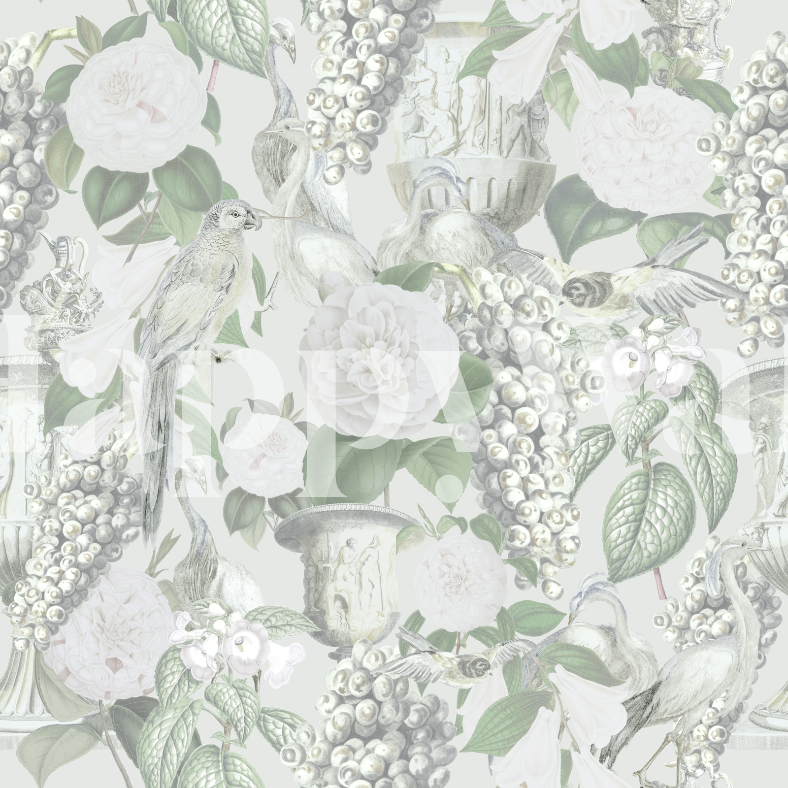 Vintage Floral Birds Wallpaper