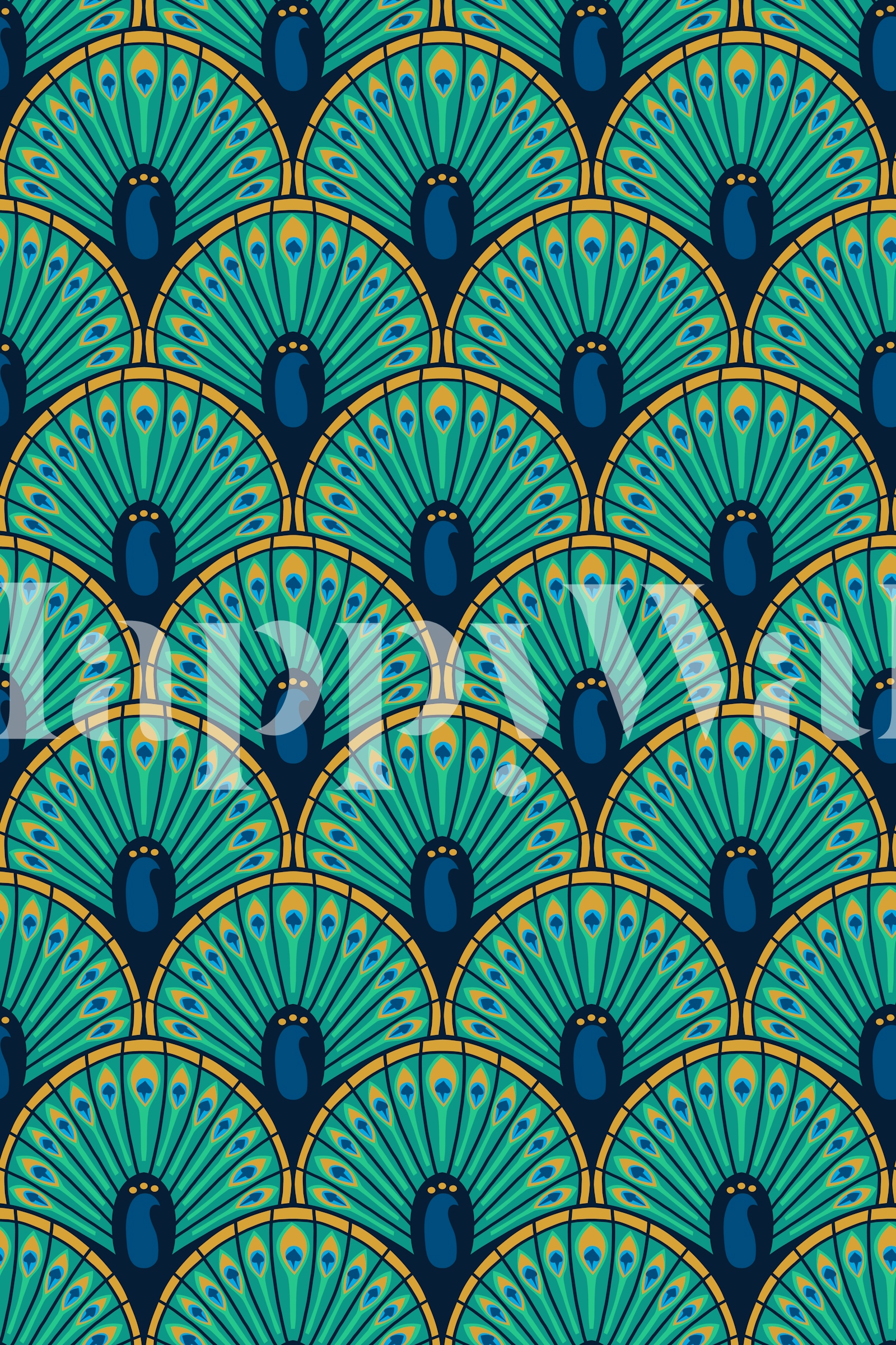 Art Deco Fancy Peacock Wallpaper - Happywall