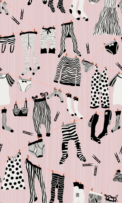 Playful Laundry Room Wallpaper Soft Pink