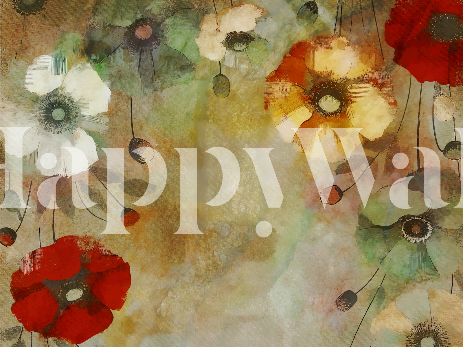 Rustic Poppy Bliss - Happywall
