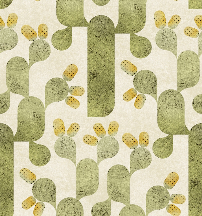 Geometric Desert Cactus Wallpaper - happywall.com