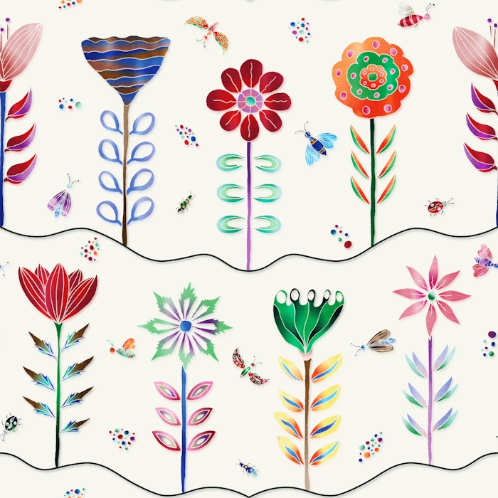 Insects In The Garden Wallpaper - Happywall