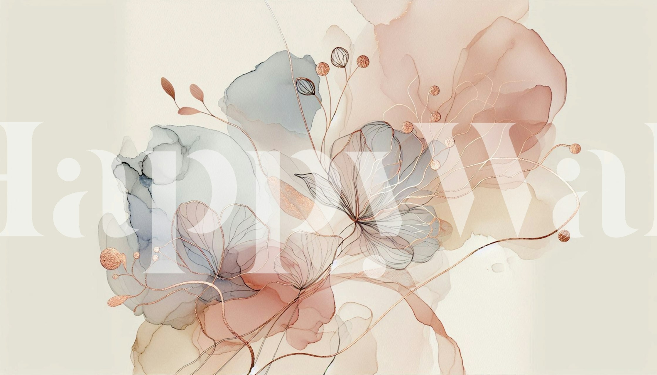 Blush Floral Wallpaper with Soft Watercolor Patterns